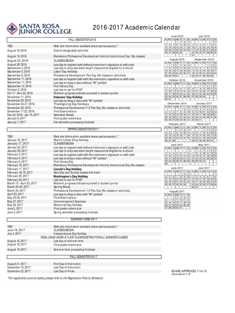 2016-17 Academic Calendar Draft Amended 6-3-16 | PDF | Academic Term ...