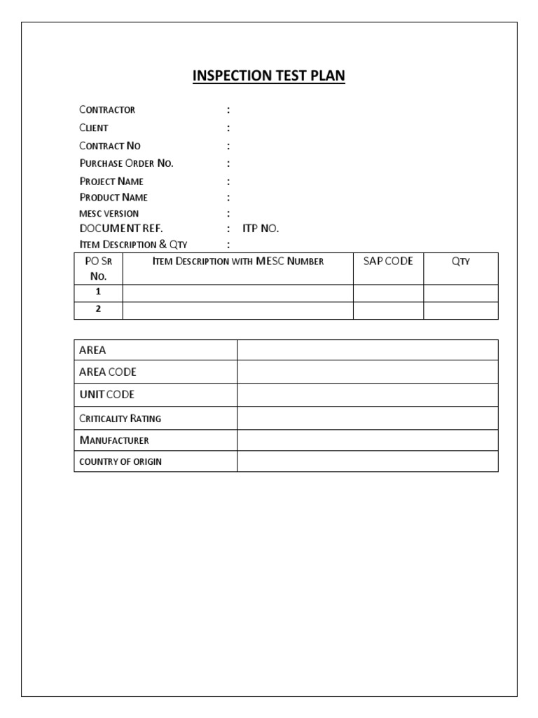 ITP Cover Sheet | PDF