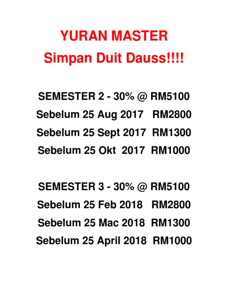 Yuran Master Simpan Duit Dauss!!!! | PDF