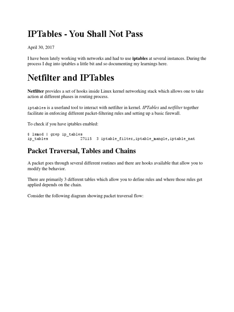 Understanding IPTables Basics and Usage | PDF | Internet Architecture ...