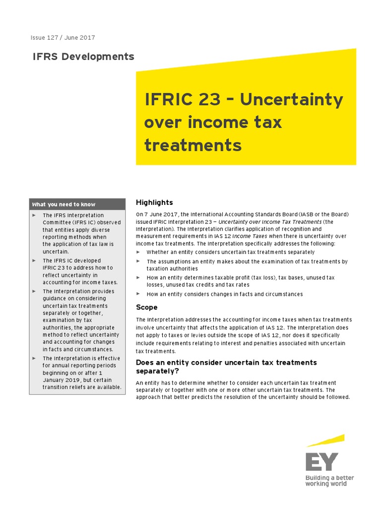 IFRIC 23 - Uncertainty Over Income Tax Treatments: IFRS Developments | PDF | International ...