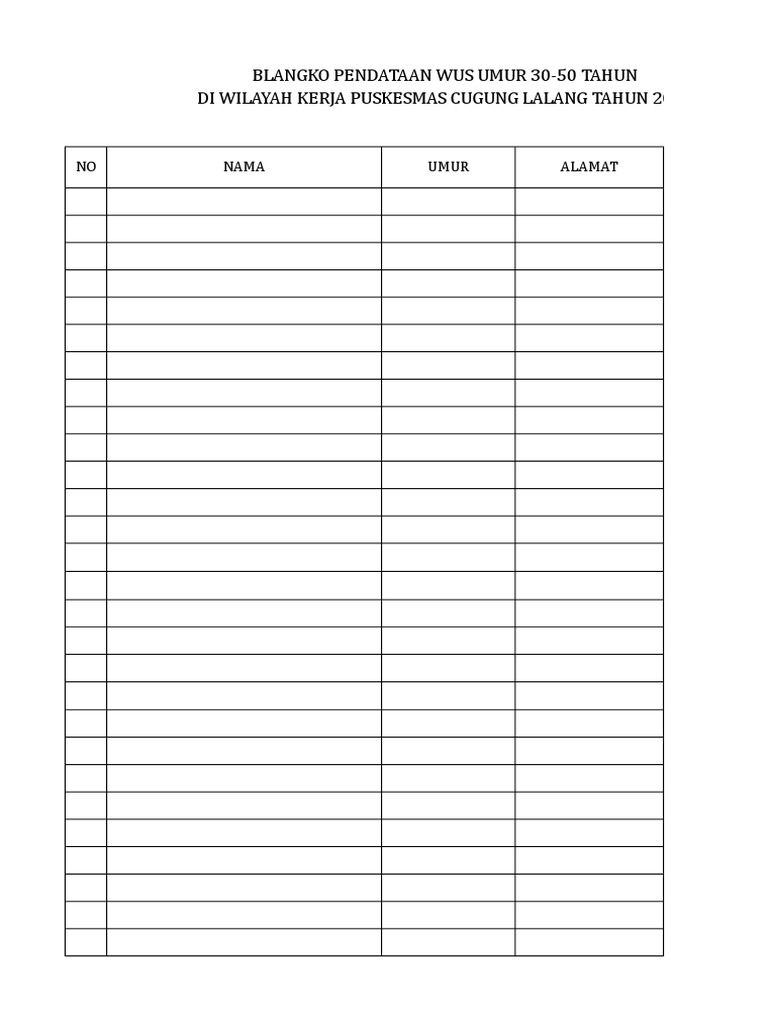 Blangko Pendataan Wus | PDF