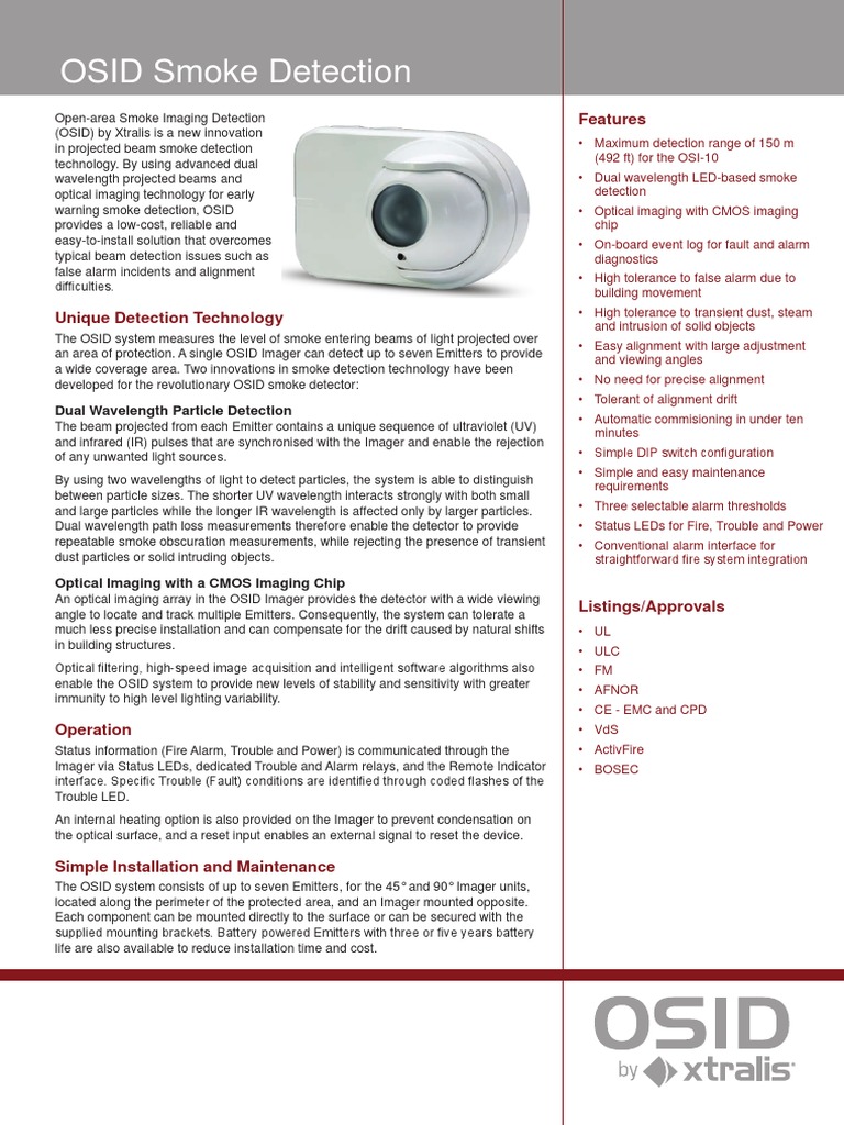 OSID Smoke Detection: Features | PDF | Optics | Light Emitting Diode