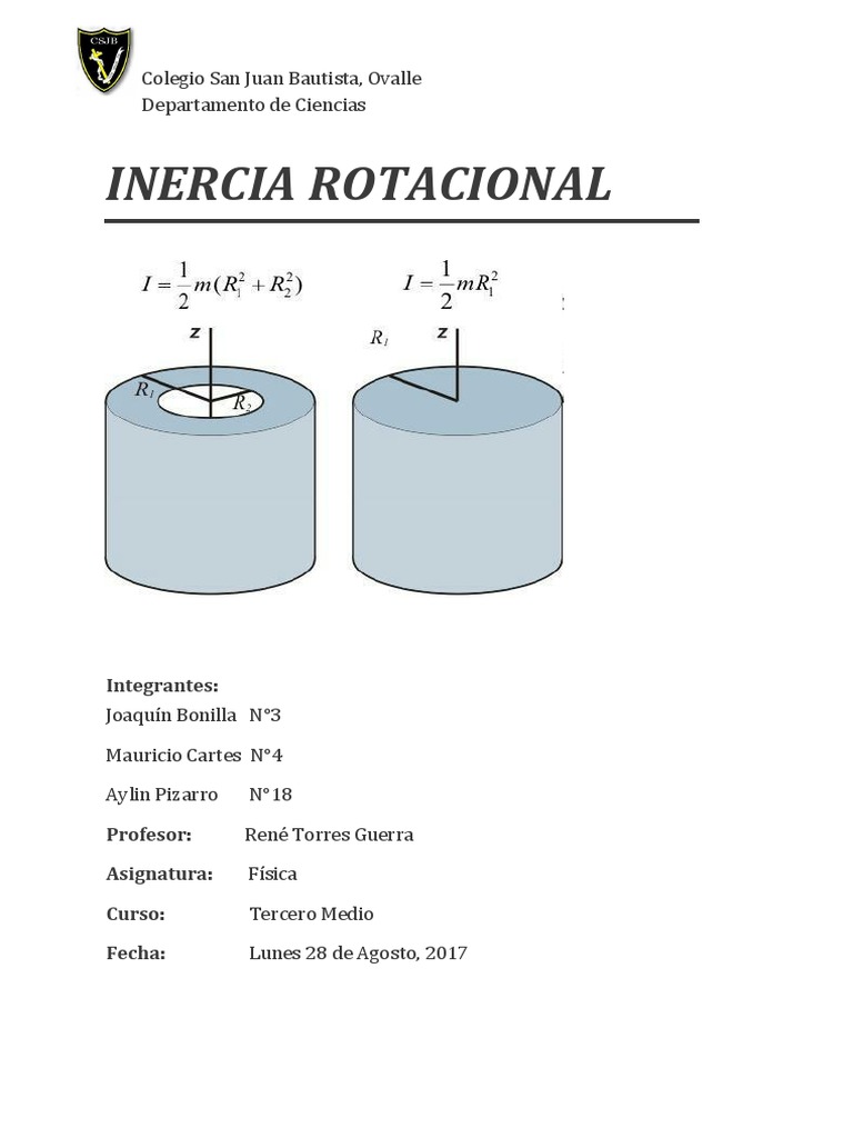 Inercia Rotacional | PDF | Masa | Rotación