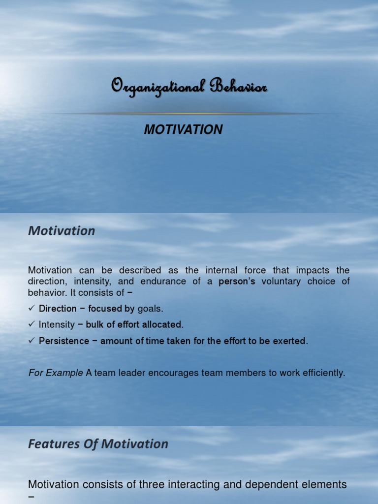 Organizational Behavior: Motivation | PDF | Self Actualization | Motivation