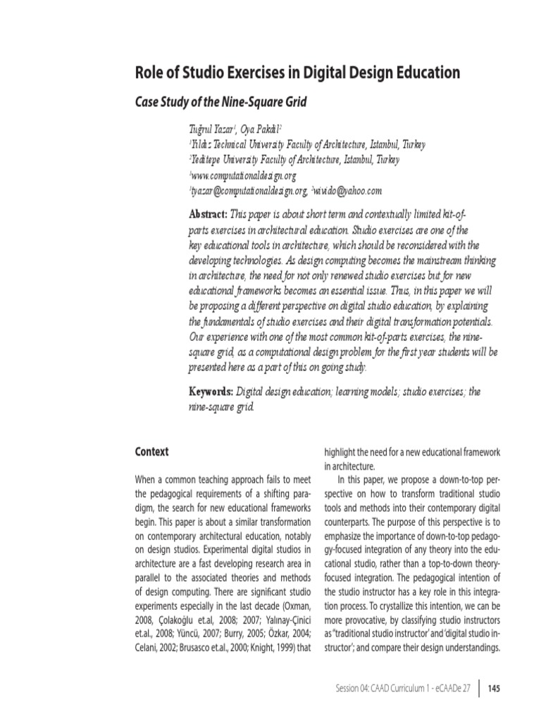 Role of Studio Exercises in Digital Design Education Case Study of The ...