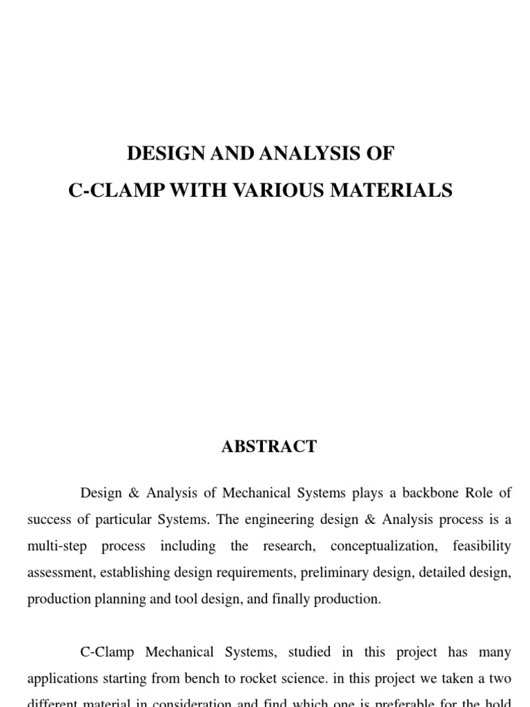 C Clamp | PDF | Engineering Design Process | Bending