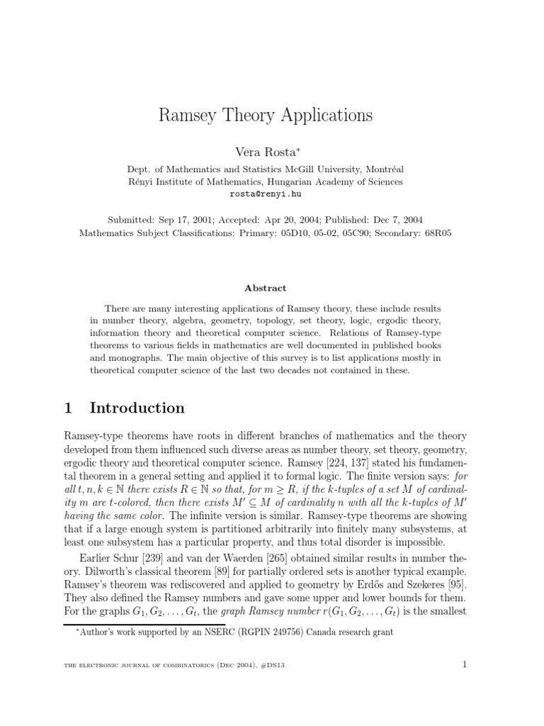 Ramsey Theory | PDF | Combinatorics | Mathematical Concepts
