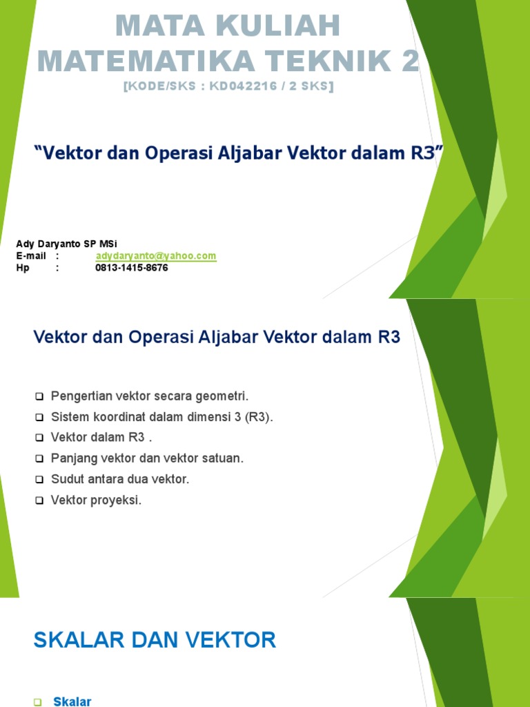 Vektor Dan Operasi Aljabar Vektor Dalam R3 PDF | PDF