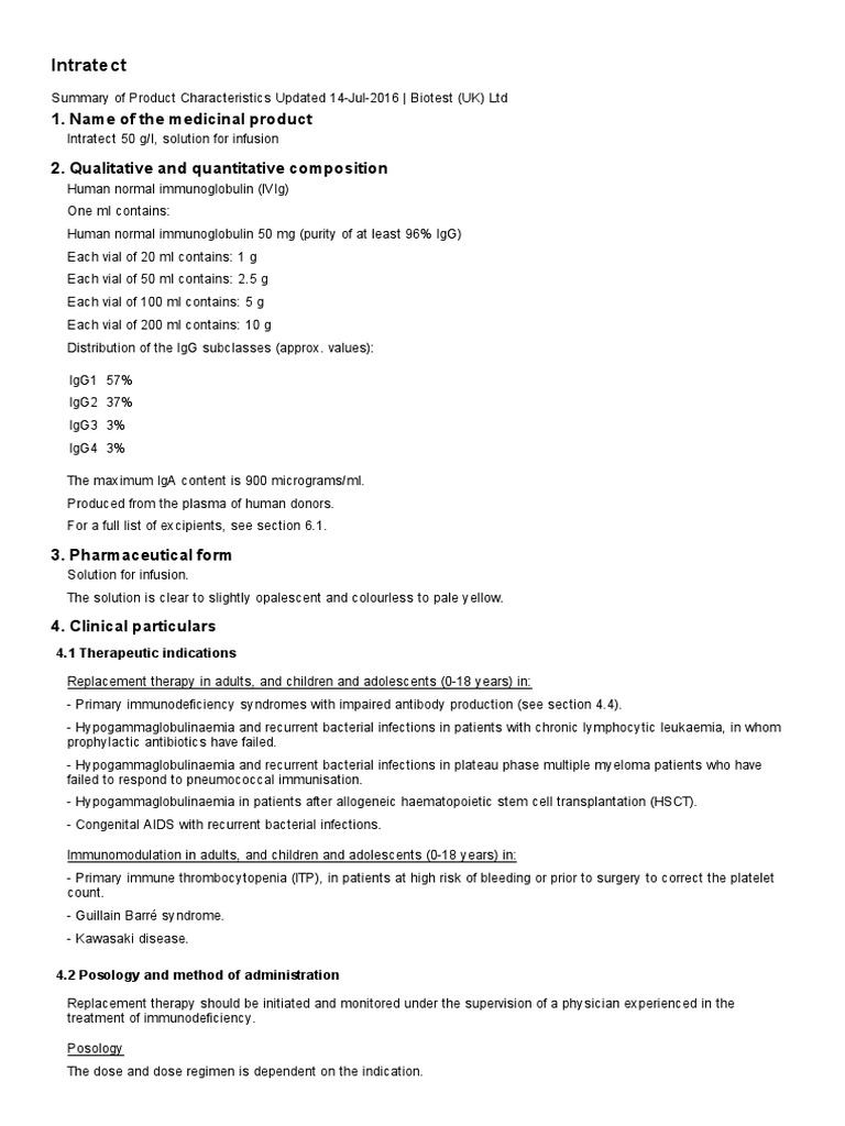 SPC Intratect | Download Free PDF | Thrombosis | Virus