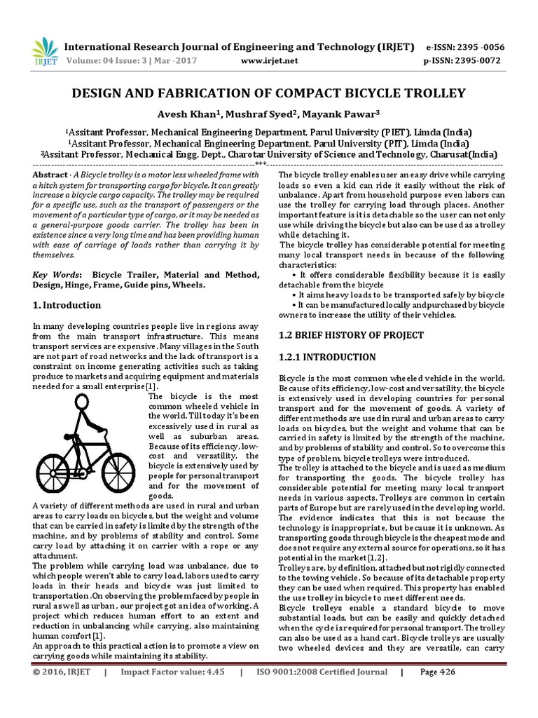 Design and Fabrication of Compact Bicycle Trolley | PDF | Wheel ...
