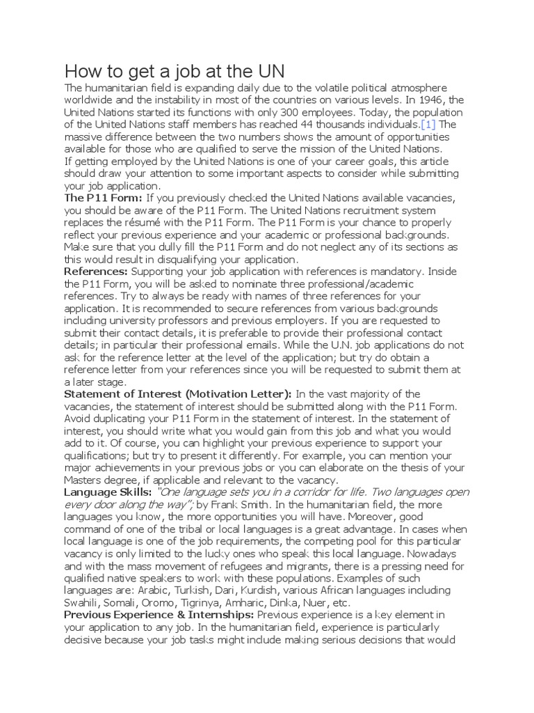 How To Get A Job at The UN | PDF | United Nations | International Relations