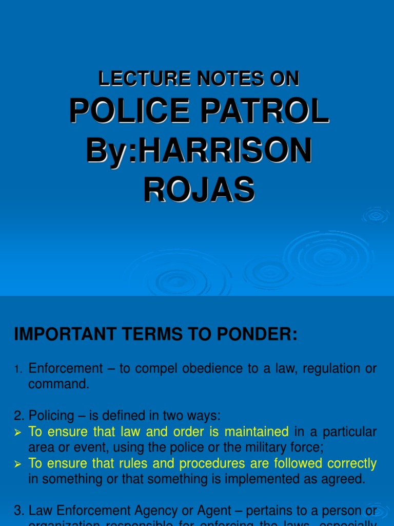 Lecture Notes On: Police Patrol By:Harrison Rojas | PDF | Police Car ...