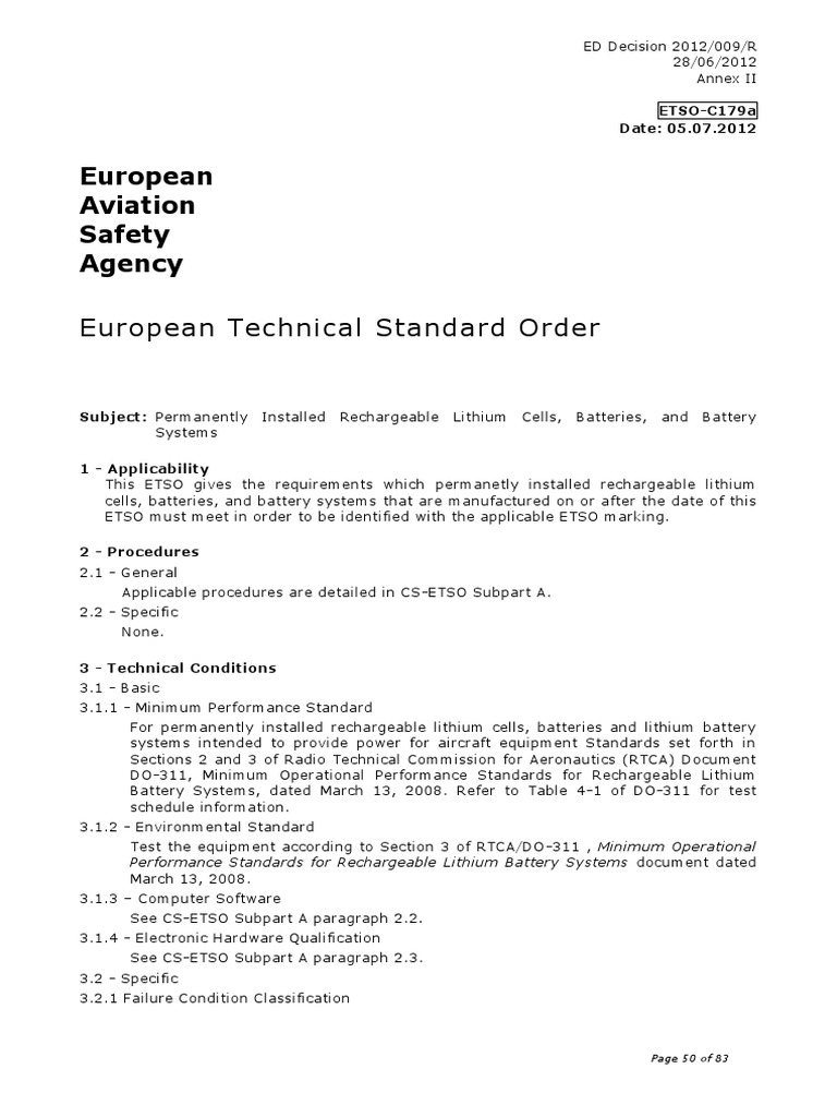 European Aviation Safety Agency: European Technical Standard Order ...