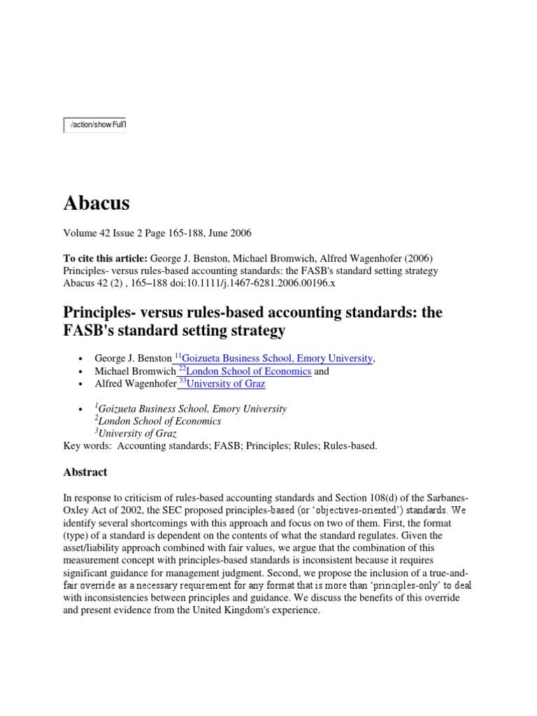 Principles vs Rules in Accounting Standards | PDF | Financial ...