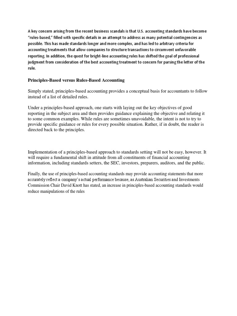 Principles vs. Rules-Based Accounting | PDF | Career & Growth | Finance ...