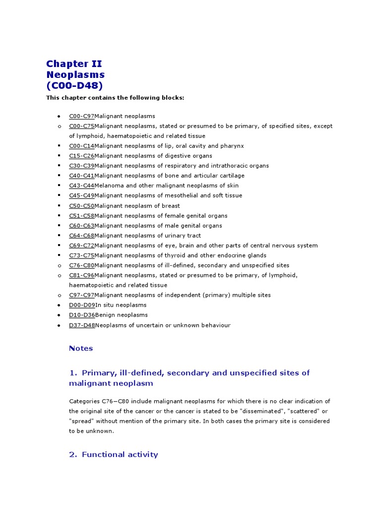 ICD 10 Chapter II | PDF | Neoplasms | Lymphoma