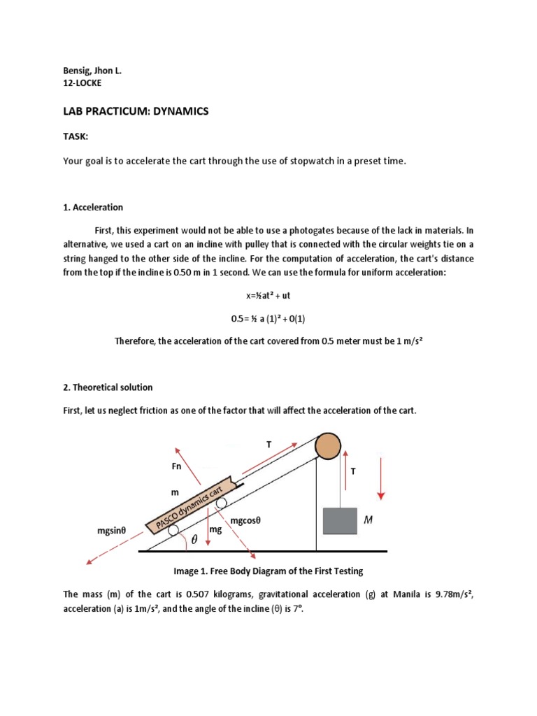 Lab Practicum: Dynamics: Task | Download Free PDF | Kilogram | Mass