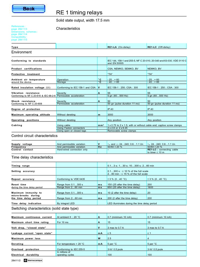 Zelio Time RE1 Catalog PDF | PDF | Relay | Electrical Connector