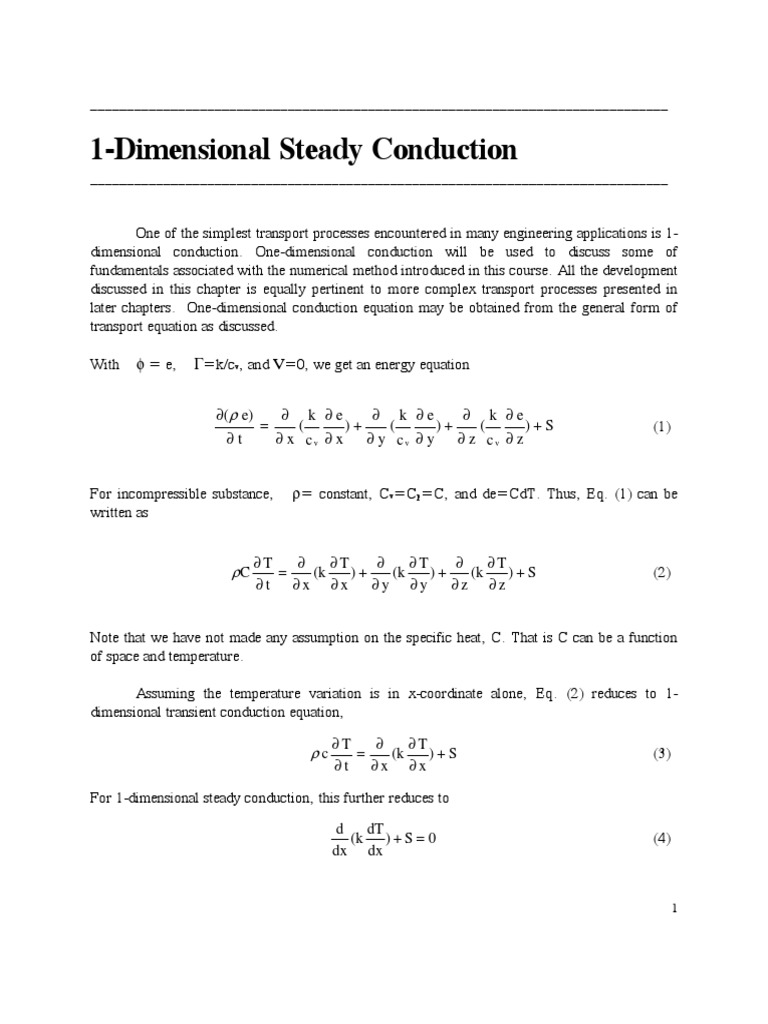 Finite Volume Analysis in 1D Conduction | PDF | Thermal Conduction ...