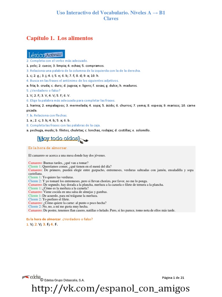 Uso Interactivo Del Vocabulario A-B1 Claves y T PDF | PDF | Residuos ...