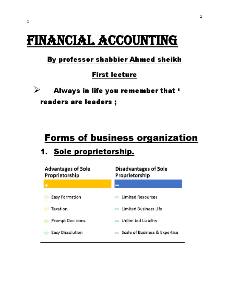 Financial Accounting: Forms of Business Organization | PDF | Financial ...