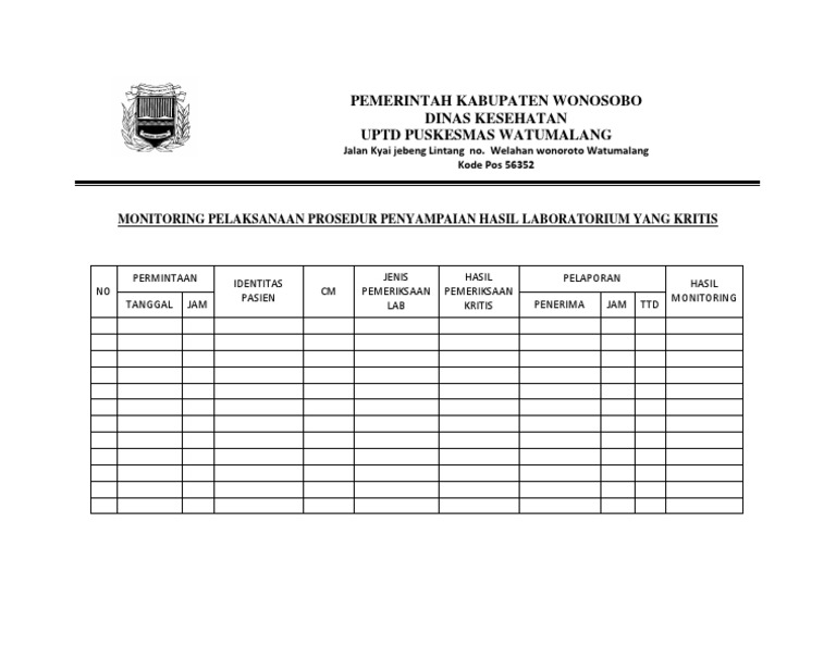 Form Pelaporan Pemeriksaan Laboratorium | PDF