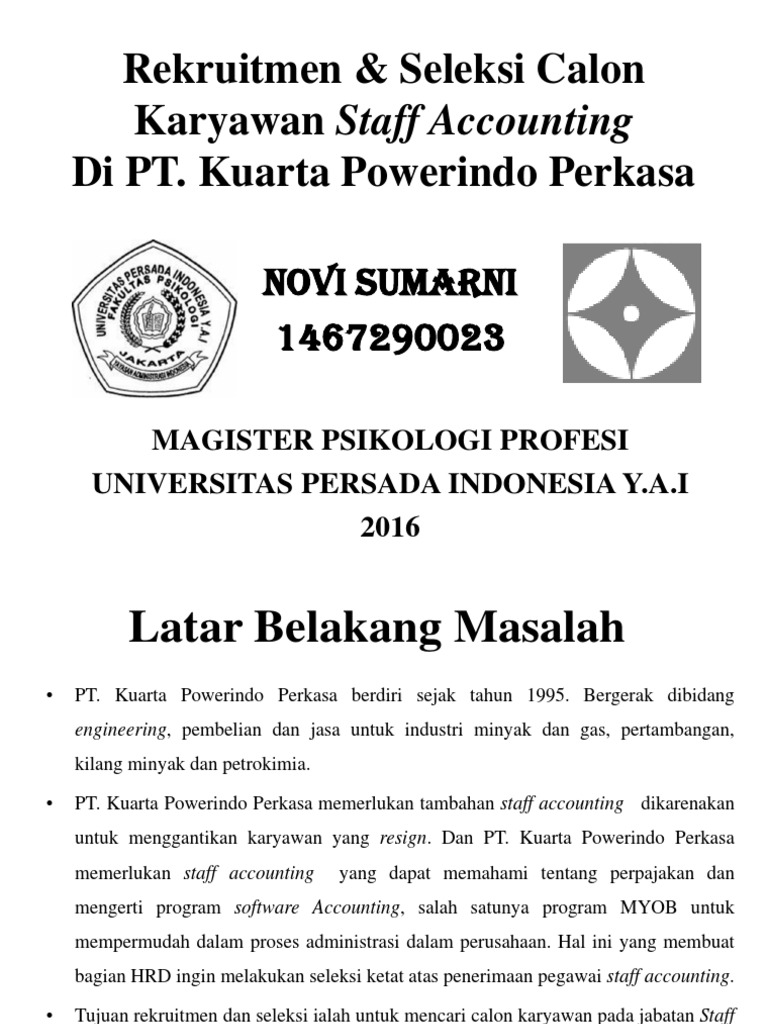 Rekrutmen Staff Accounting PT Kuarta | PDF