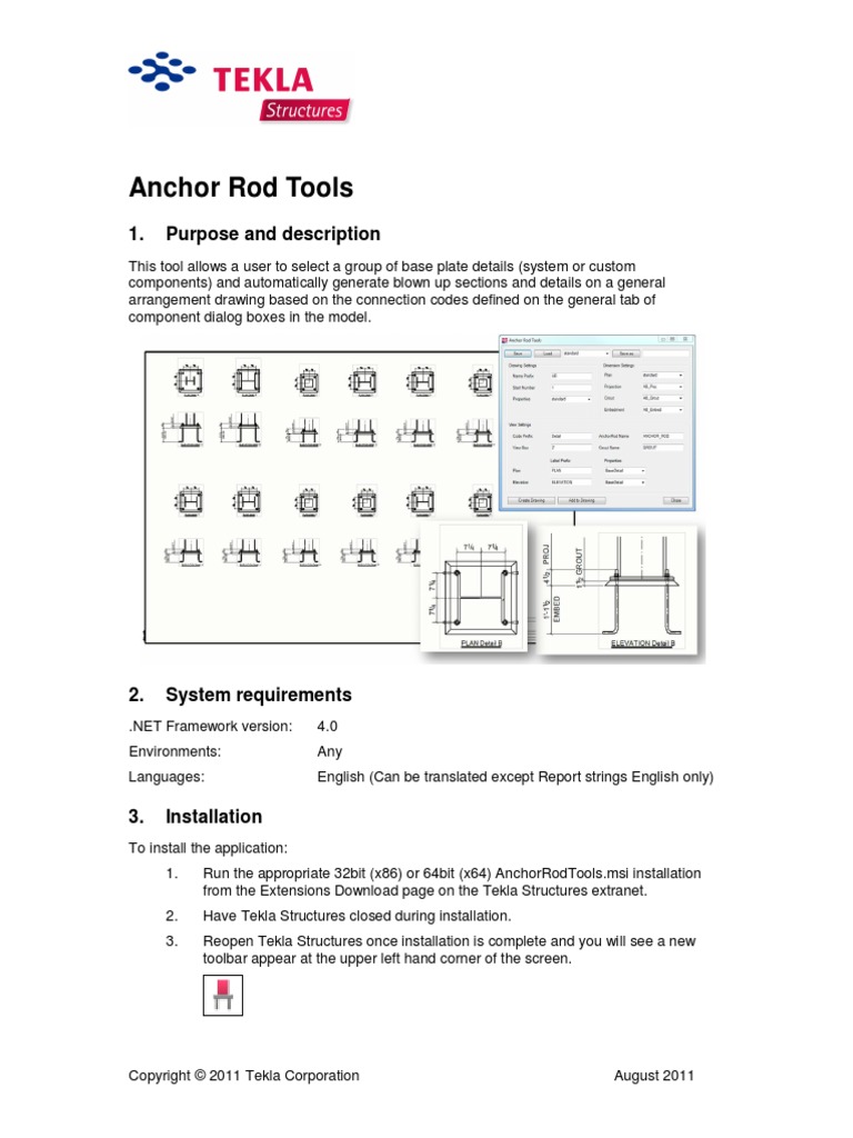 Anchor Rod Tools: 1. Purpose and Description | PDF | Dialog Box | Copyright