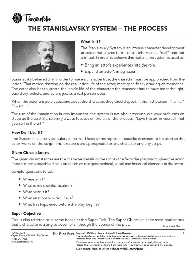 The Stanislavsky System The Process | PDF | Neuropsychological ... The Stanislavsky System The Process | PDF | Neuropsychological ...