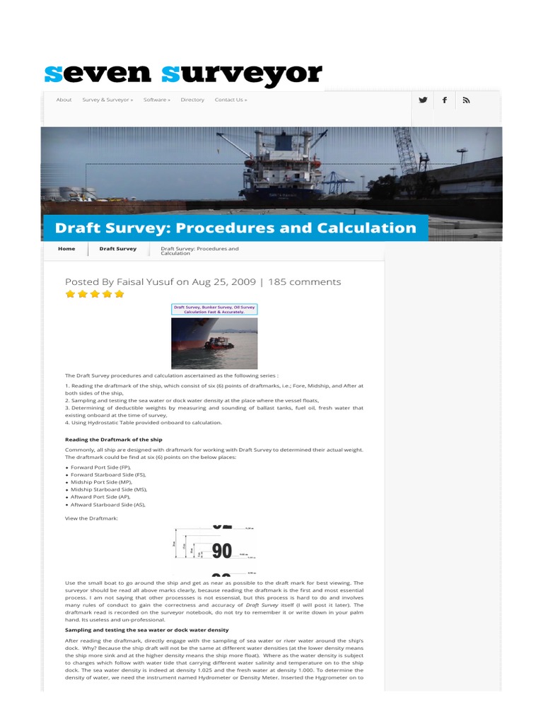 Draft Survey - Procedures and Calculation - Marine Surveyor Information ...