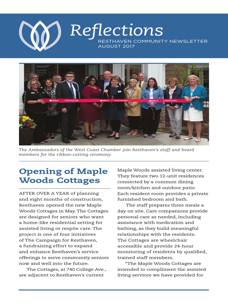 Reflections Newsletter, August 2017 | PDF | Home Care | Assisted Living