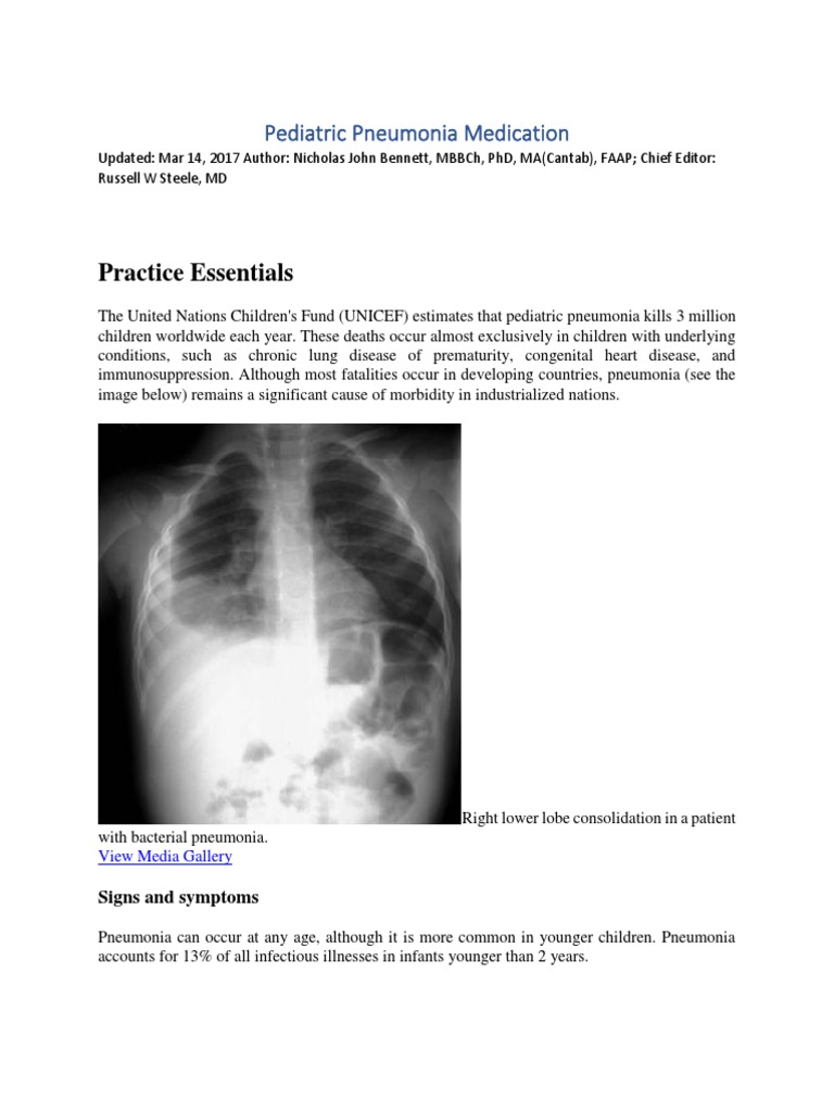 Practice Essentials: Pediatric Pneumonia Medication