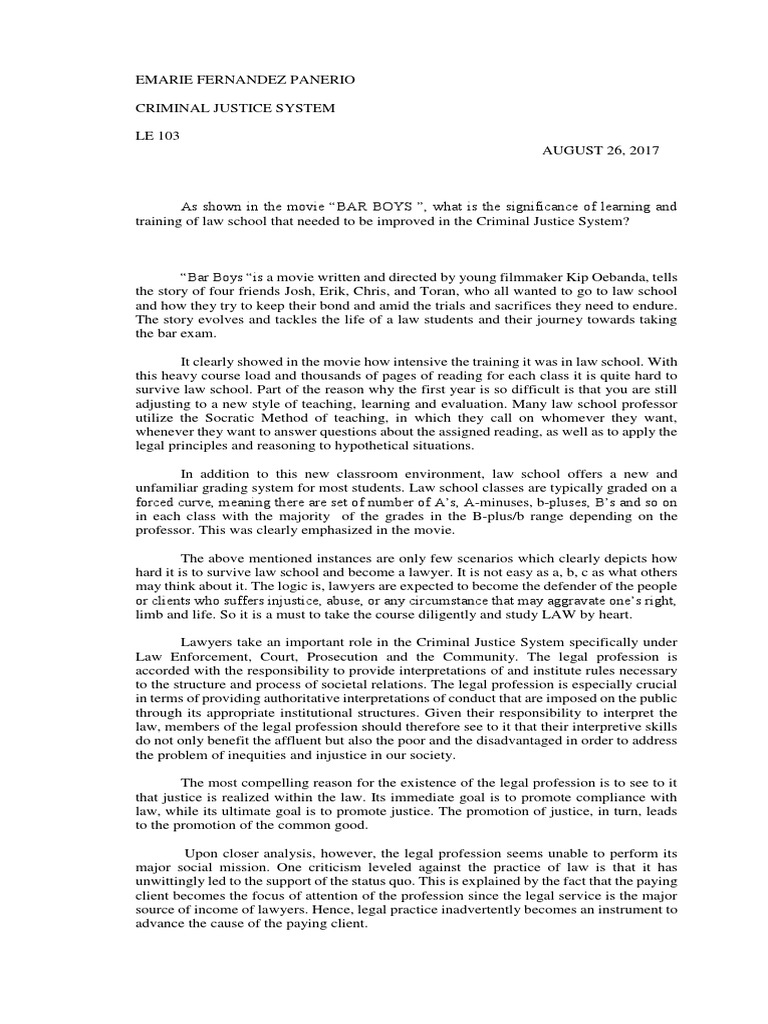 Bar Boys Reaction Paper | PDF | Lawyer | Profession