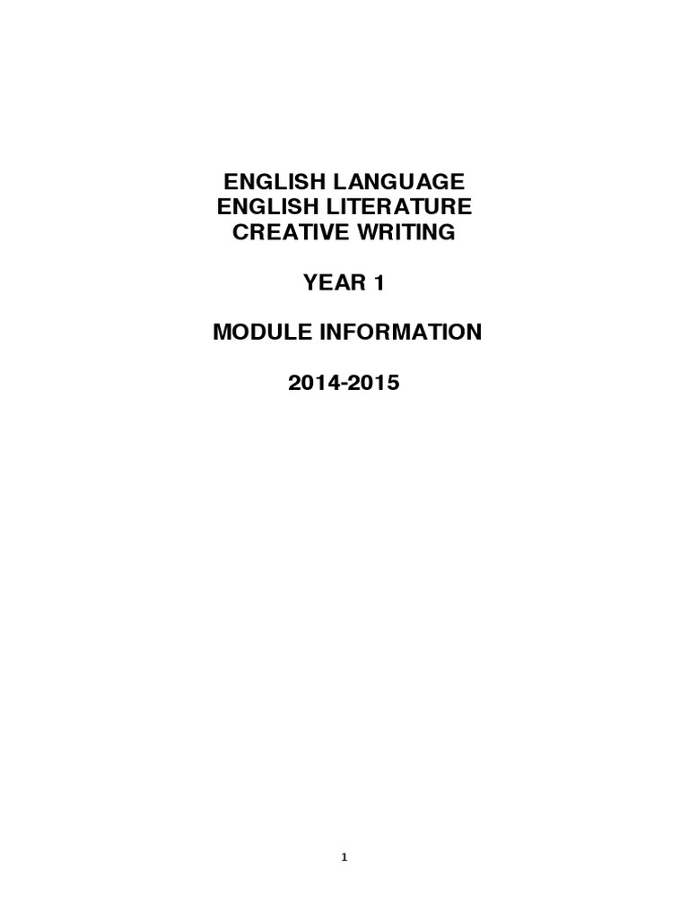 Year 1 English Language, TEFL, English Literature and Creative Writing ...
