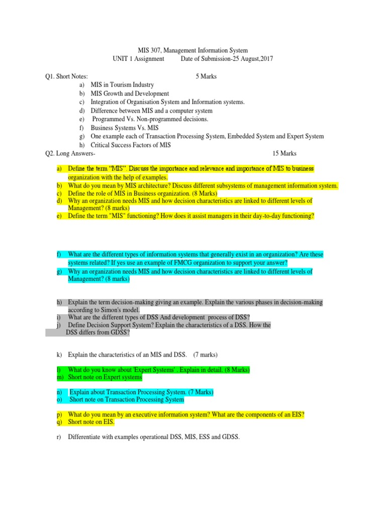 Mis Unit 1 Assignment (Revised) | PDF