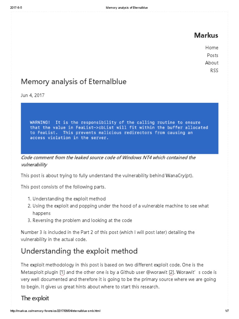 Memory Analysis of Eternalblue | PDF | Digital Technology | Computer ...
