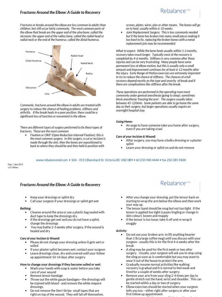 Elbow Fractures Recovery Guide | PDF | Anatomical Terms Of Motion | Elbow