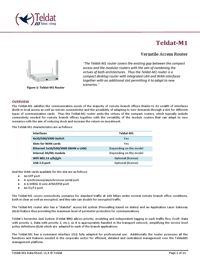 Teldat m1 Ds v1 4 | PDF | Virtual Private Network | Computer Network