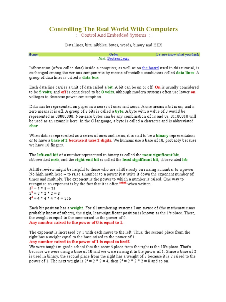 Controlling The Real World With Computers:::. Control and Embedded Systems . | PDF | Integer ...
