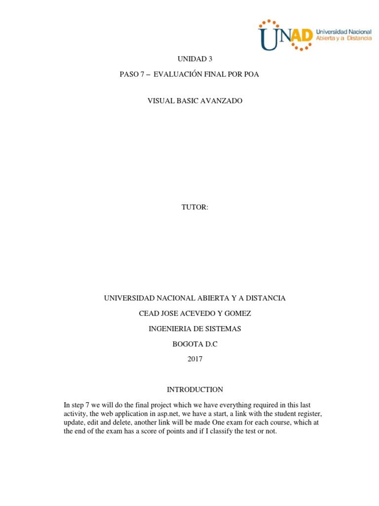 Evaluación Final de Visual Basic Avanzado | PDF | Tabla (base de datos) | Servidor SQL de Microsoft