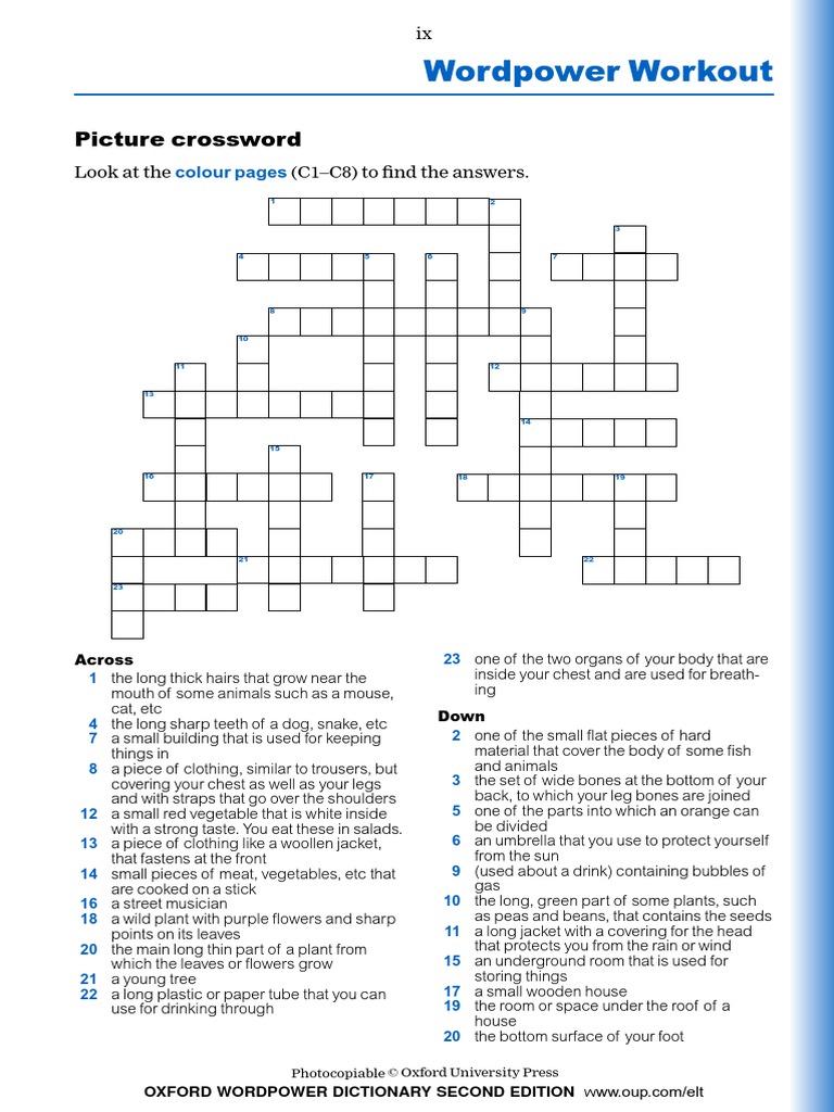 Wordpower Workout: Picture Crossword | PDF | Foods | Nature
