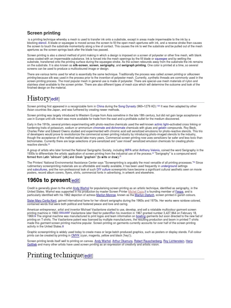 Screen Printing | PDF | Art Media | Communication Design