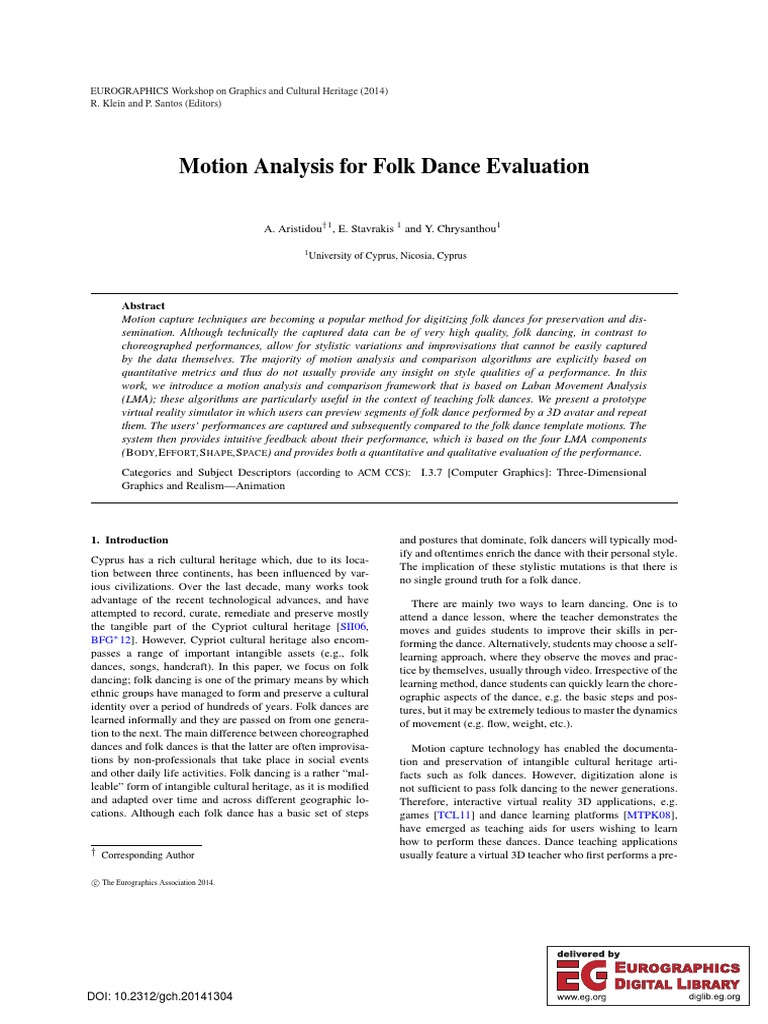 Motion Analysis For Folk Dance Evaluation | PDF | Dances | Teaching ...