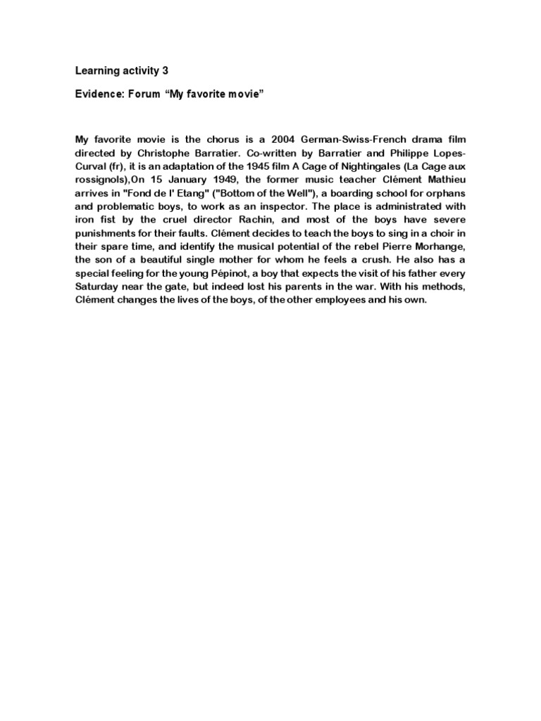 Learning Activity 3 My Favorite Movie | PDF