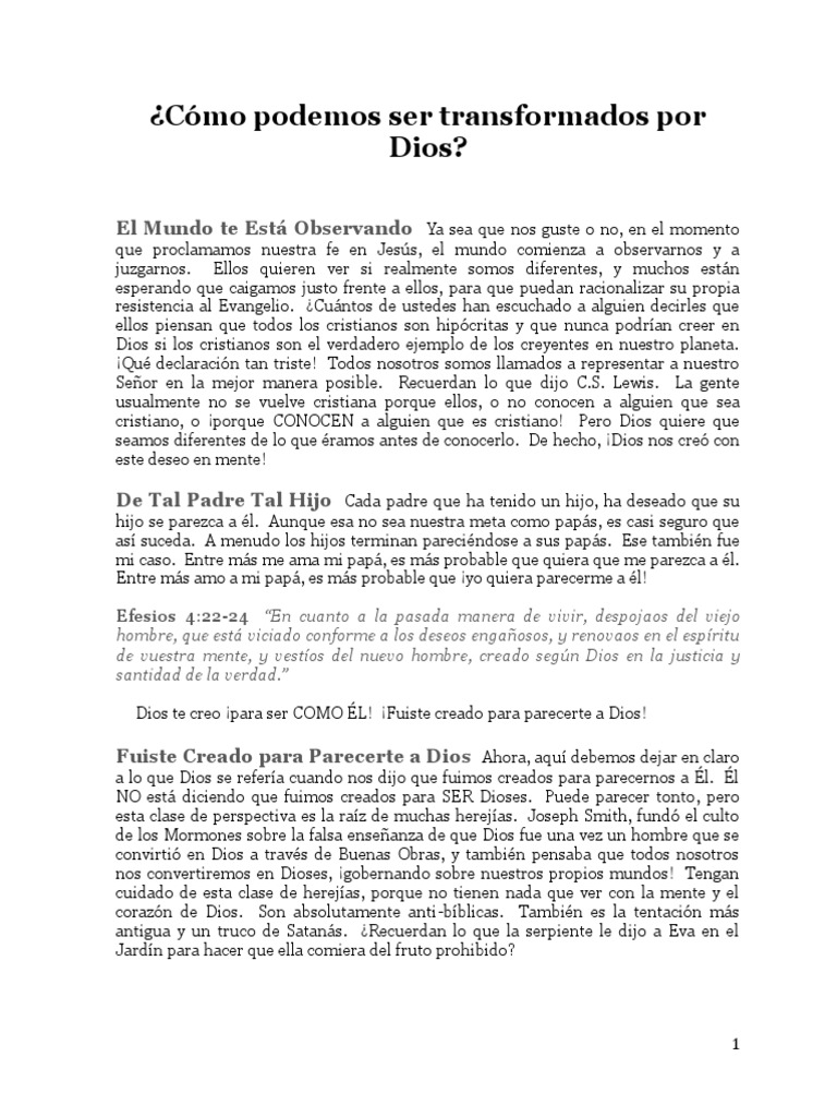 Como Podemos Ser Transformados Por Dios 1 | PDF | Cristo (título) | Verdad