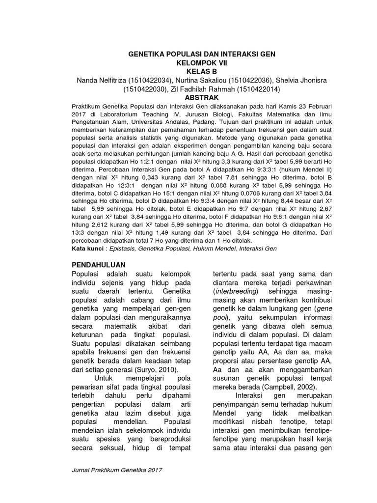 Jurnal Genetika Populasi