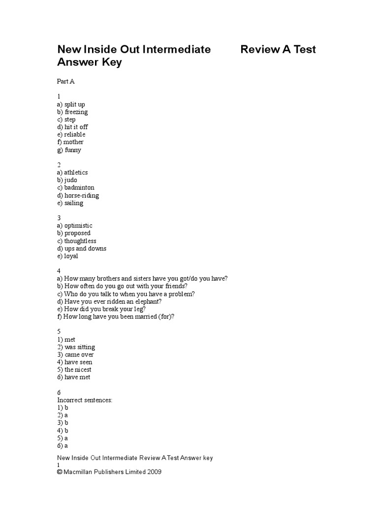 Review A Test Answer Key Pdf 7676