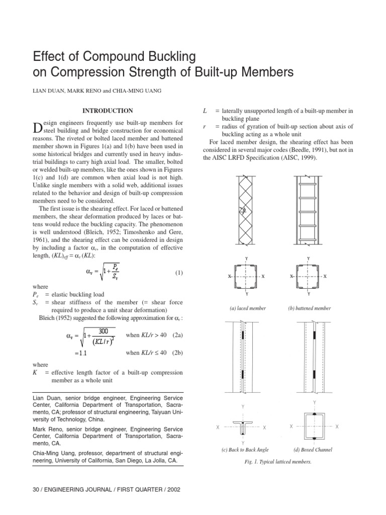 AISC Effect of Compound Buckling On Compression Strength of Built-Up ...