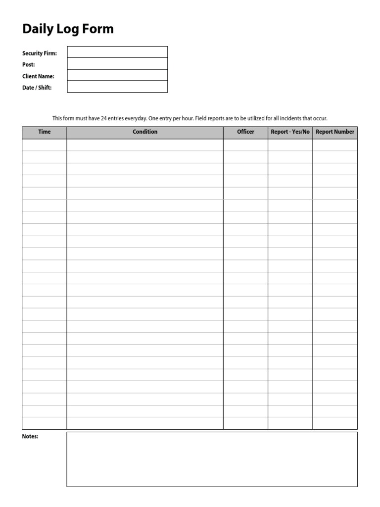 Daily Log Form | PDF